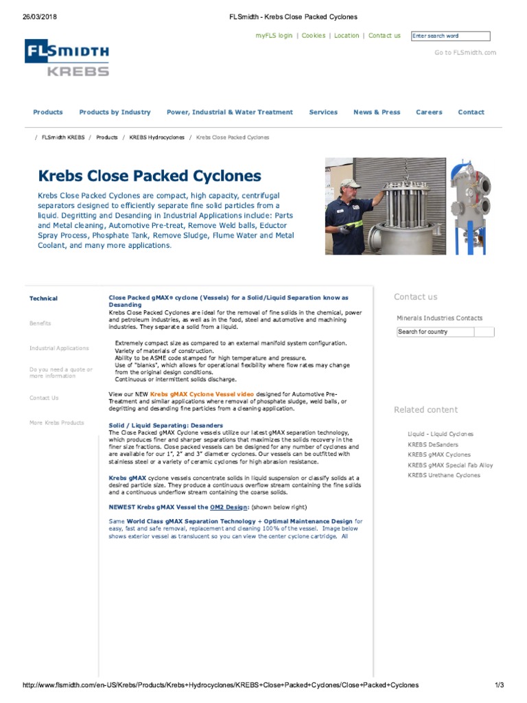 FLSmidth - Krebs Close Packed Cyclones | PDF
