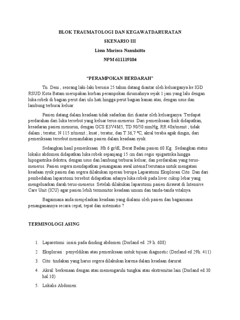 BLOK TRAUMATOLOGI DAN KEGAWATDARURATAN Logbook | PDF | Sains & Matematika