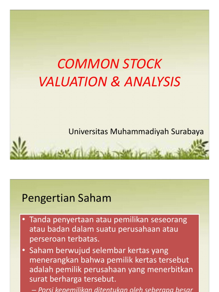 Common Stock Valuation & Analysis | PDF