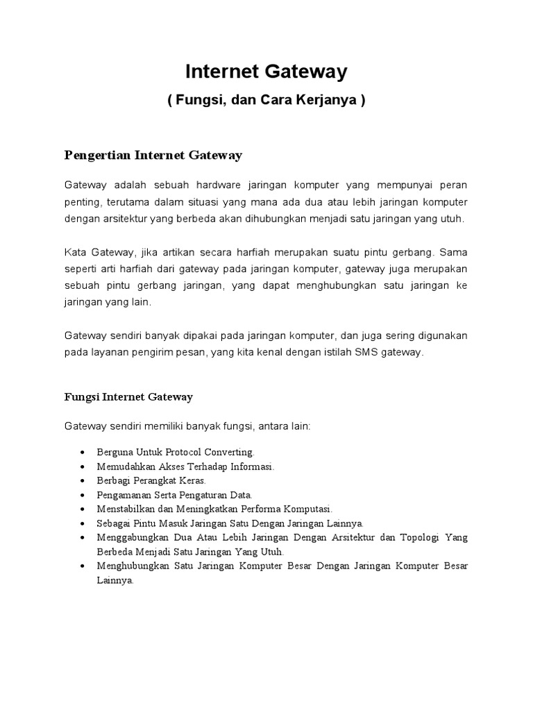 Internet Gateway | PDF
