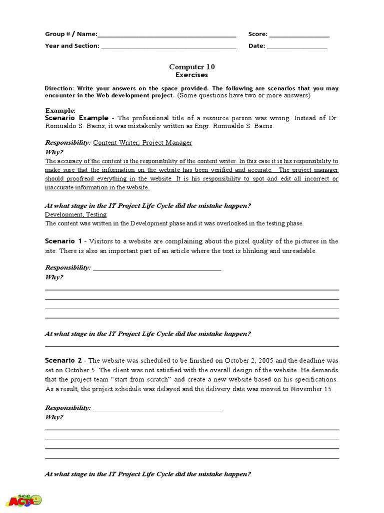 Lesson 7 Project Management Exercises | PDF | World Wide Web | Internet ...