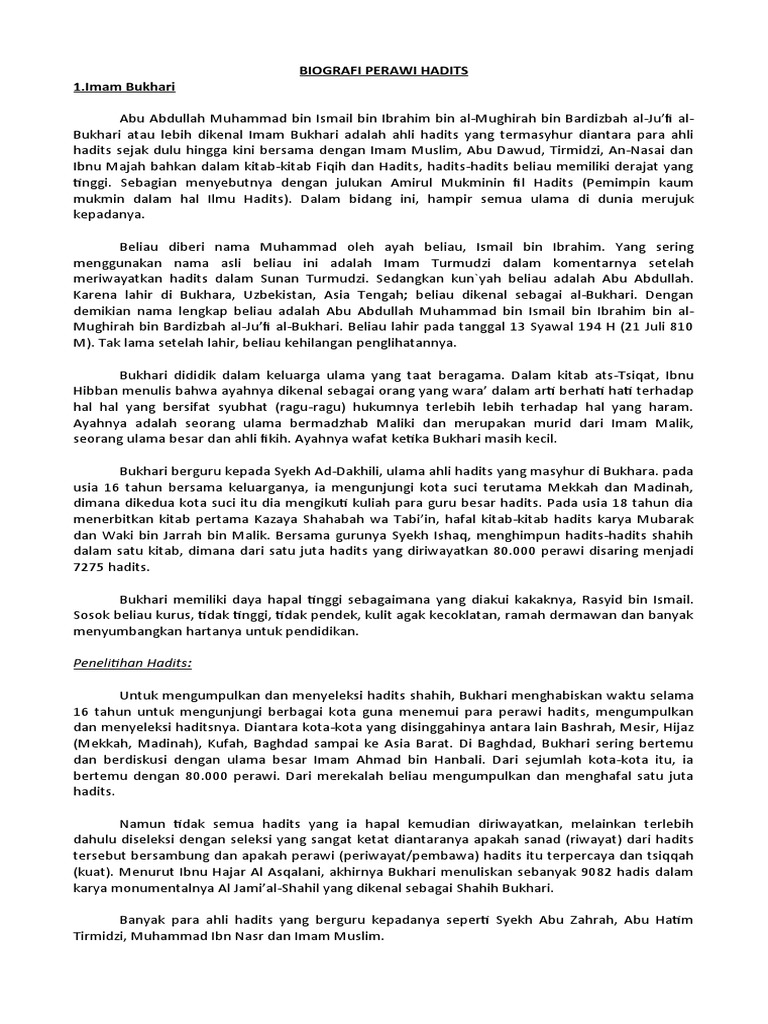 Biografi Perawi Hadits | PDF
