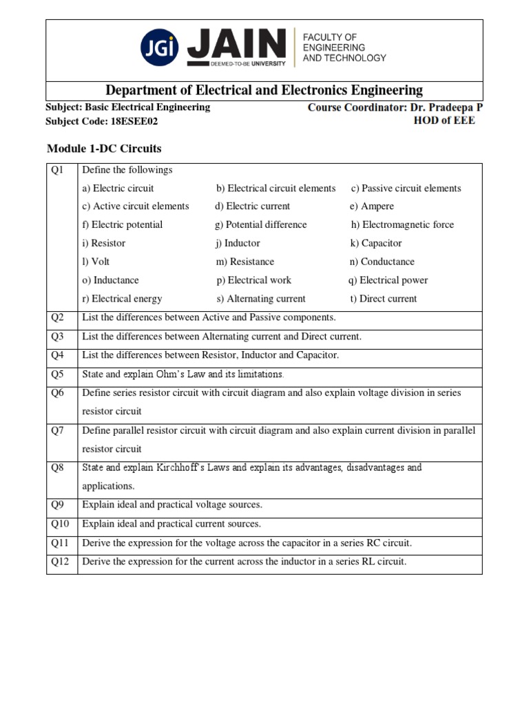 EEE Module 1-DC Circuits | Download Free PDF | Electrical Network ...