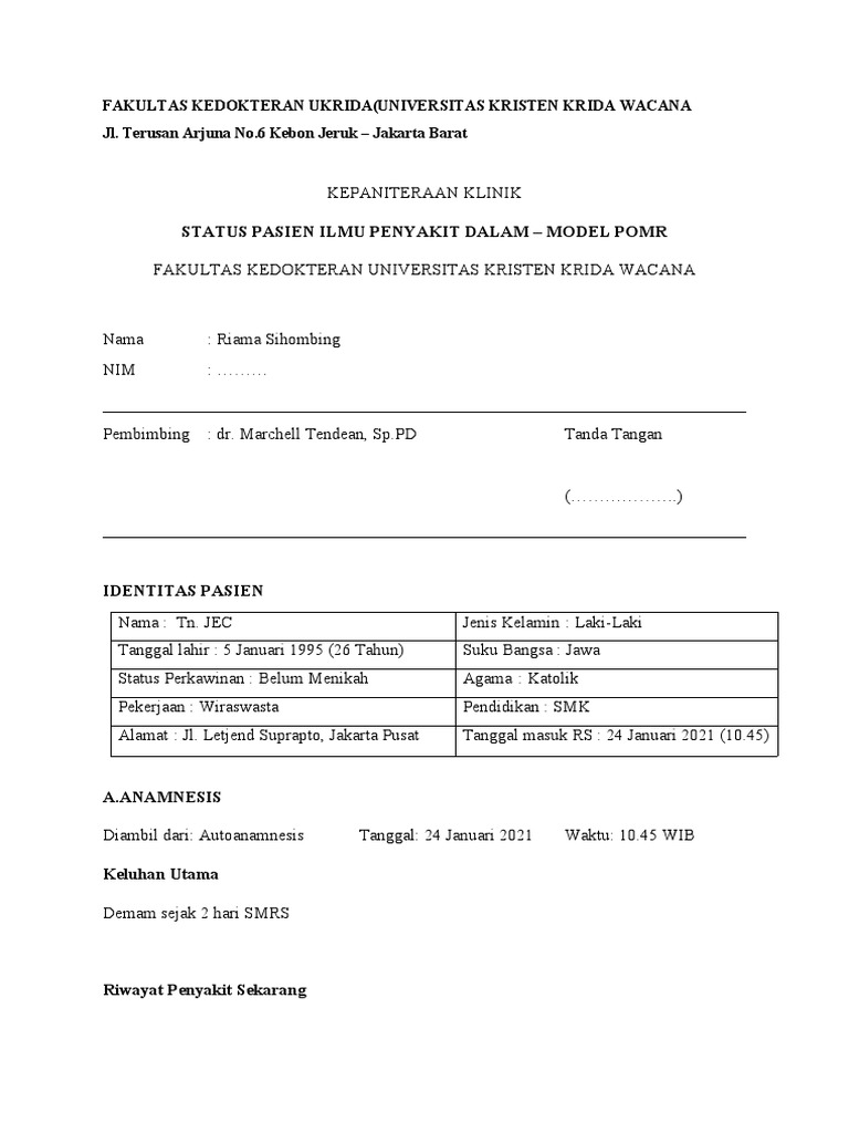 Status IPD - Gastritis Akut | PDF