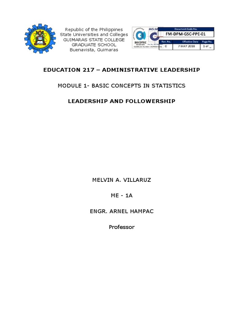 Education 217 - Administrative Leadership: Module 1-Basic Concepts in Statistics | PDF