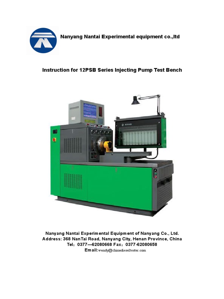 12PSB Injection Pump Test Bench Guide | PDF | Vacuum Tube | Pump