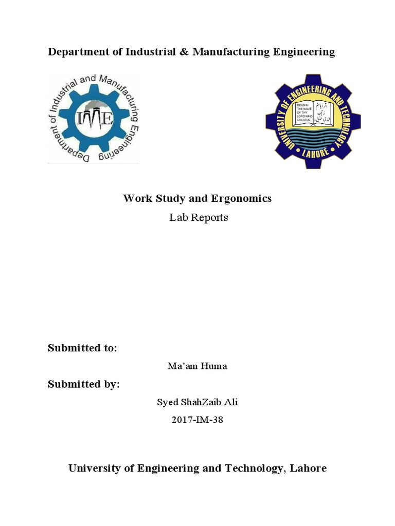 Department of Industrial & Manufacturing Engineering: Lab Reports | PDF