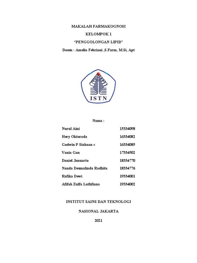 Kelompok 1 - Penggolongan Lipid - Farmakognosi K | PDF | Kesehatan Holistik | Sains & Matematika