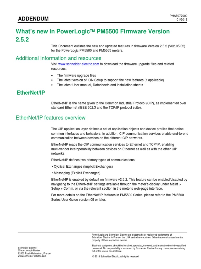 What'S New in Powerlogic Pm5500 Firmware Version 2.5.2: Additional ...