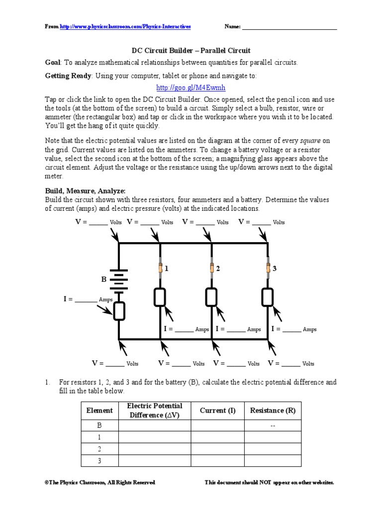 Parallel Circuit Activity | PDF | Electrical Network | Resistor