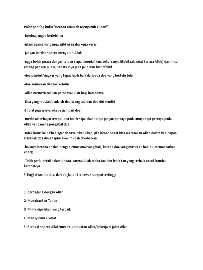 Point Penting Buku Berdoa Ataukah Menyuruh Tuhan | PDF