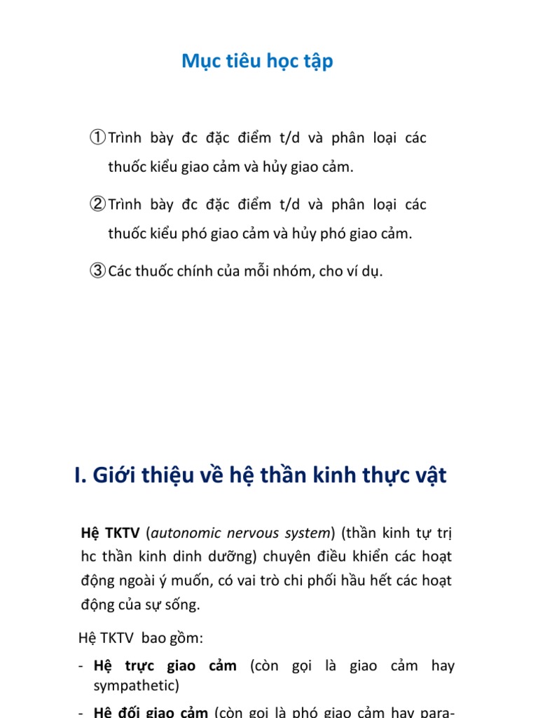 Thuốc tác dụng lên hệ TKTV | PDF