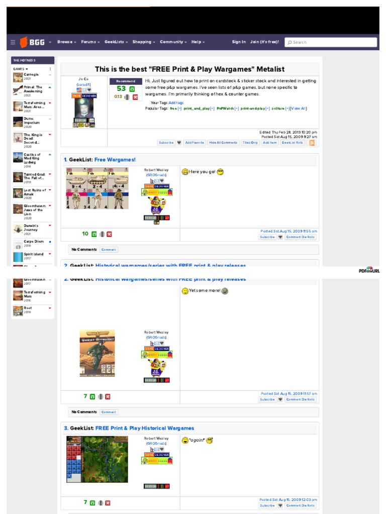 This Is The Best "FREE Print & Play Wargames" Metalist | PDF ...