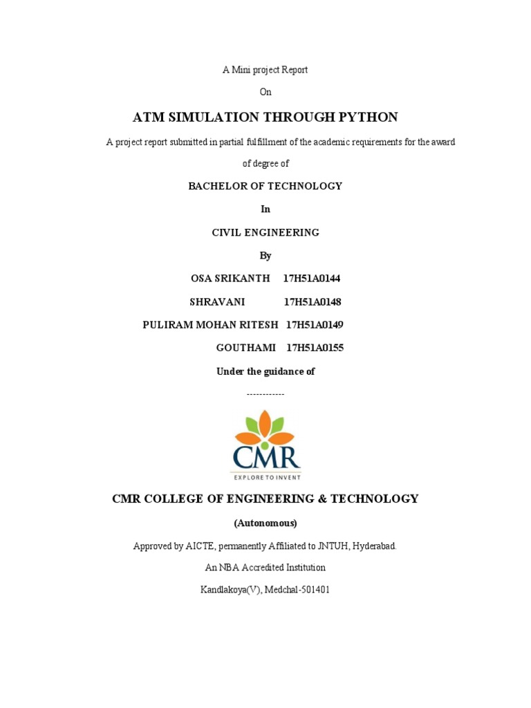 ATM Simulation Python Project | PDF | Automated Teller Machine ...