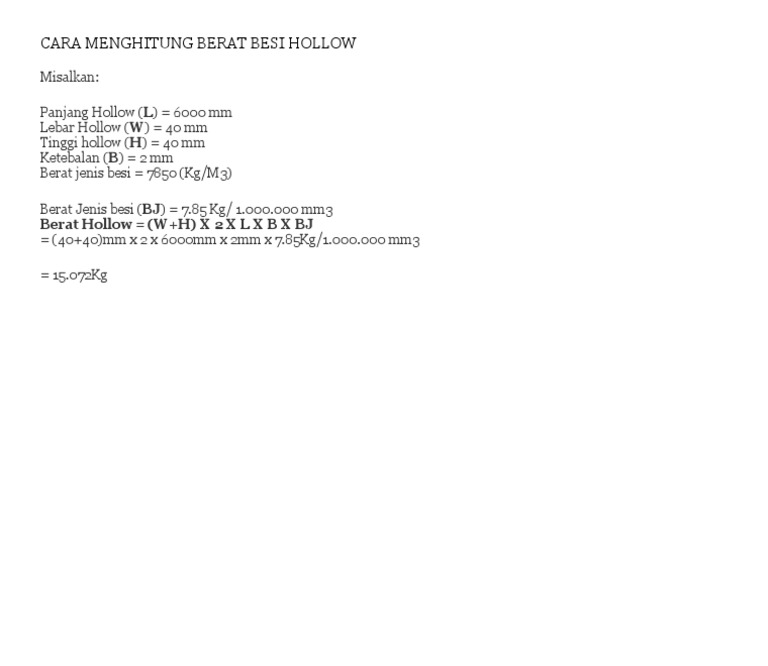 Cara Menghitung Berat Besi Hollow | PDF