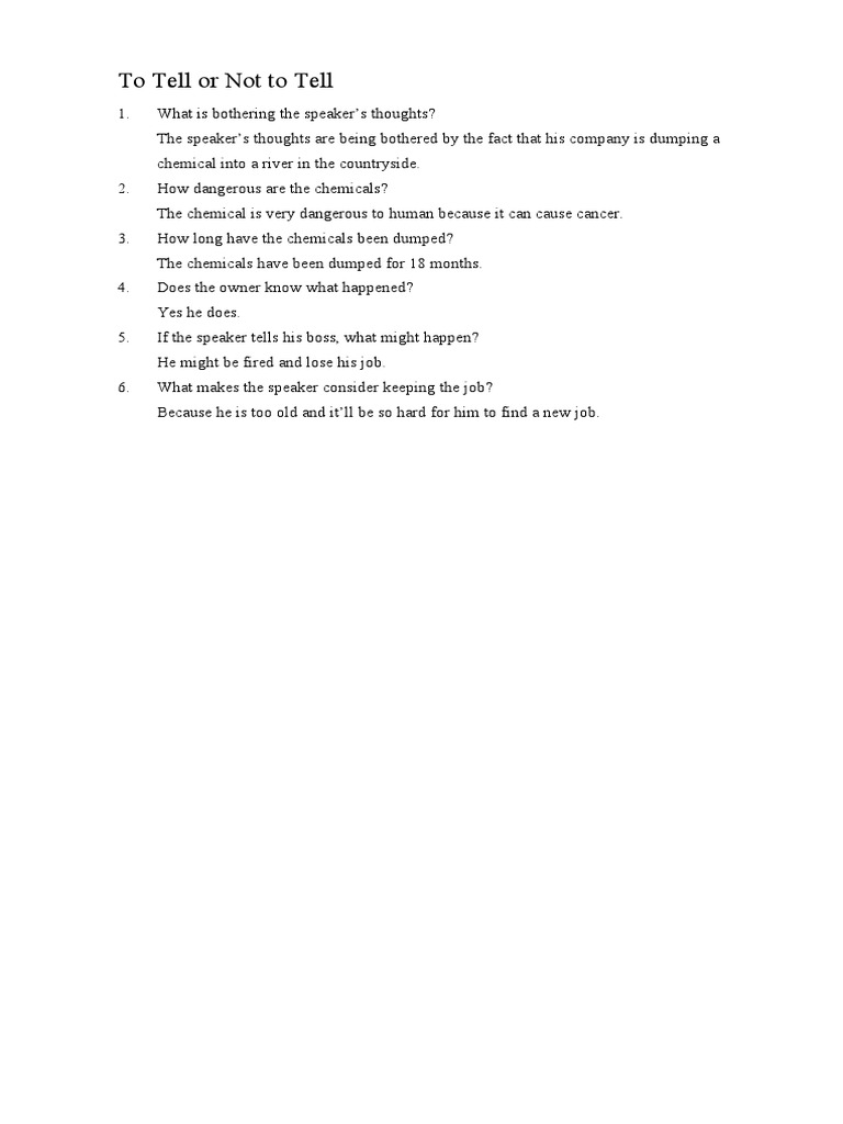 To Tell or Not To Tell | PDF