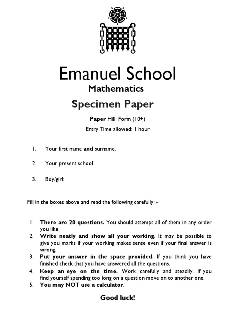 Year 10 Maths Entrance Exam Paper | PDF | Numbers | Mathematical Objects