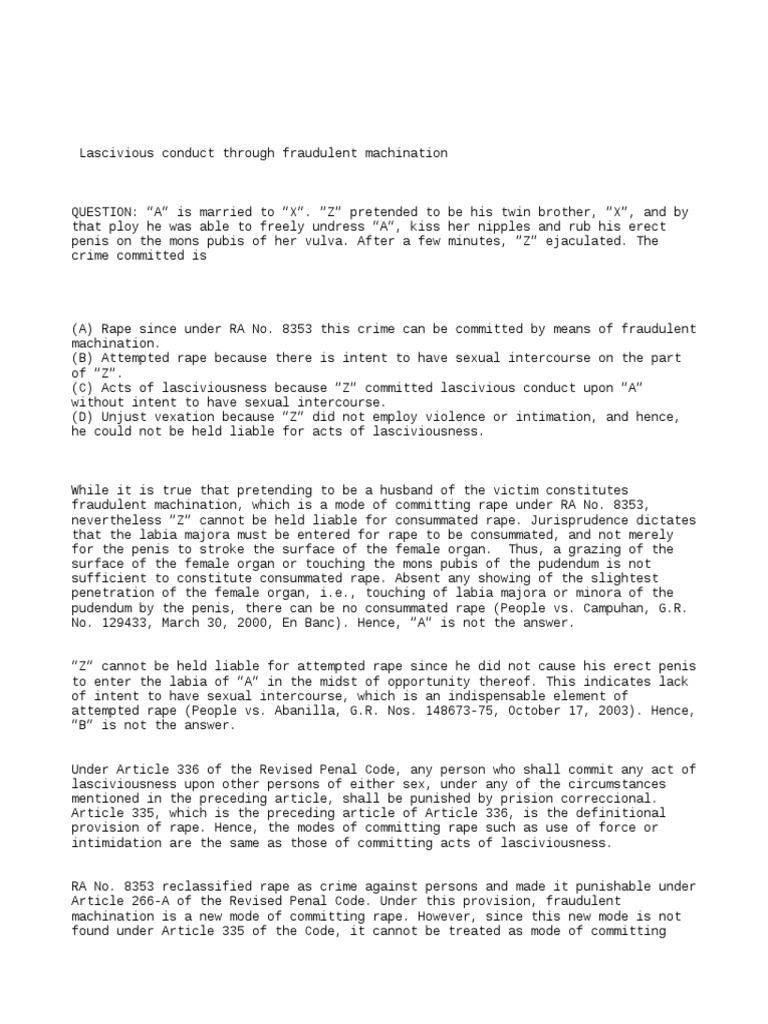 Example of Fraudulent Machinations | Download Free PDF | Rape ...