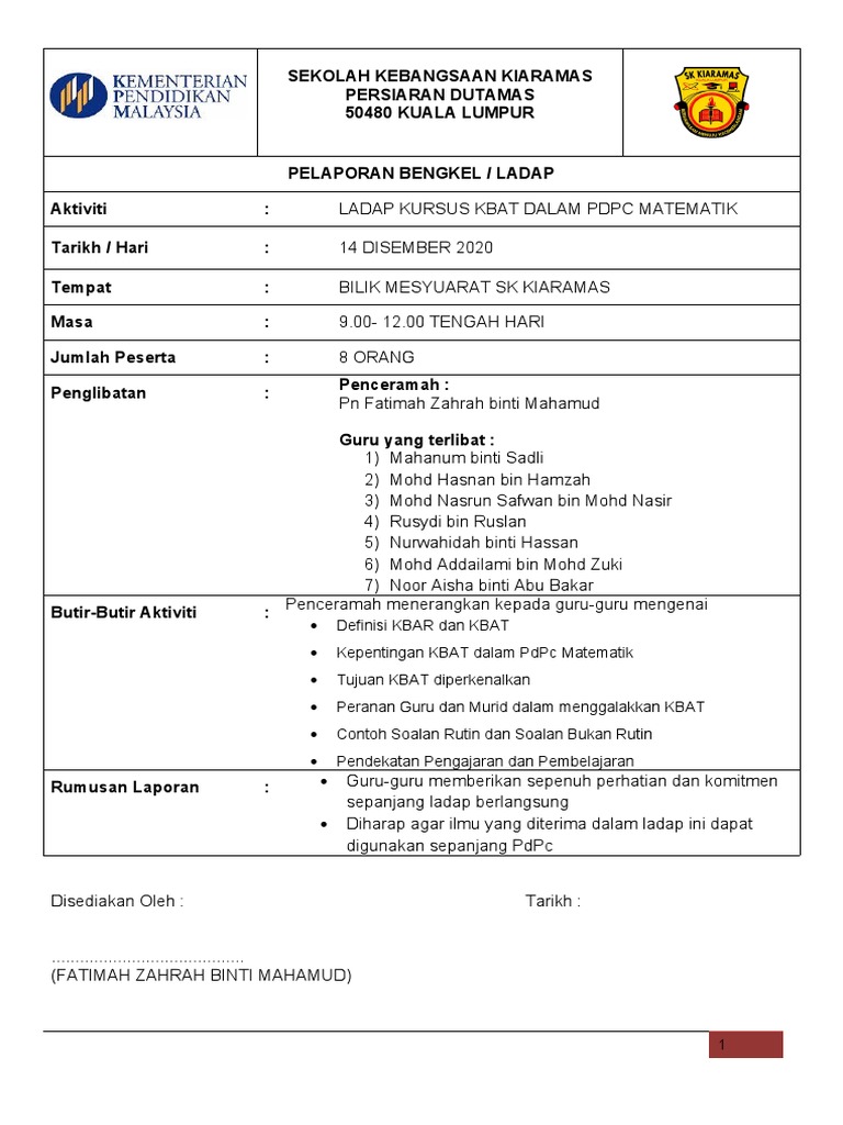 Laporan Ladap Kbat | PDF