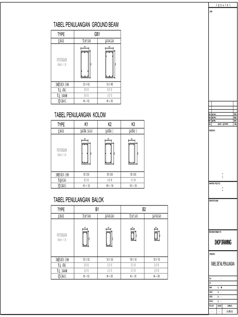 Tabel Detail Penulangan-Layout1 | PDF