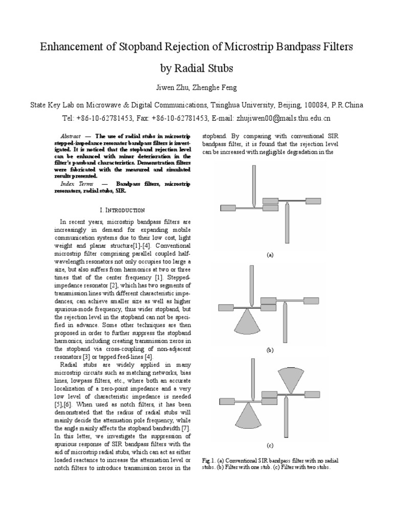 Enhancement of Stopband Rejection of Microstrip Bandpass Filters by ...