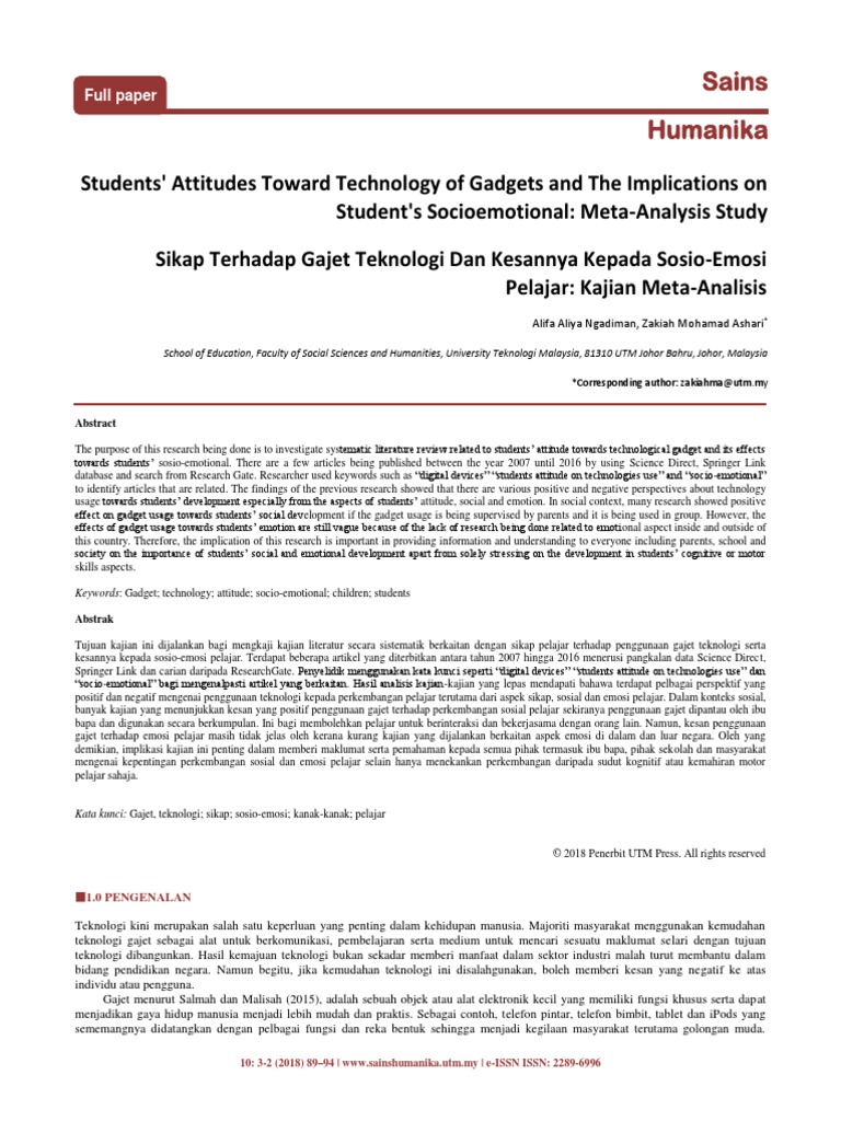 Sains Humanika: Full Paper | PDF | Human Nature | Psychological Concepts