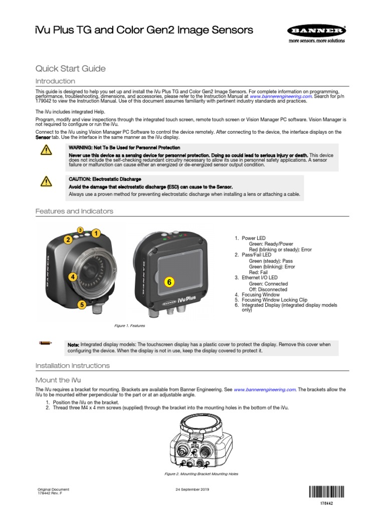 Ivu Plus TG and Color Gen2 Image Sensors: Quick Start Guide | PDF