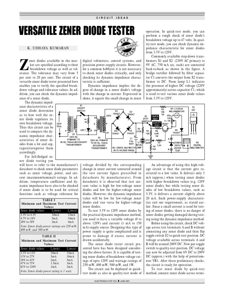 Versatile Zener Diode Tester | PDF | Diode | Voltage