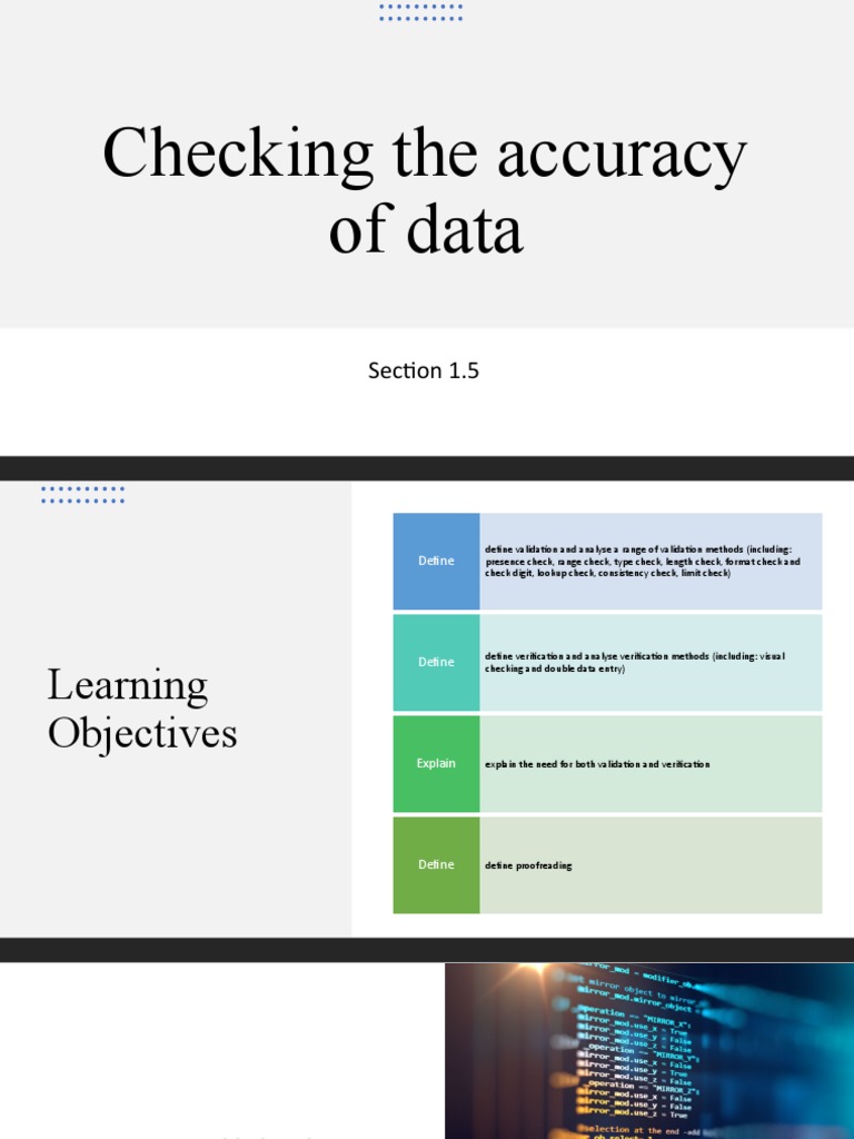 Data Validation and Verification Methods | PDF | Data | Computer Data