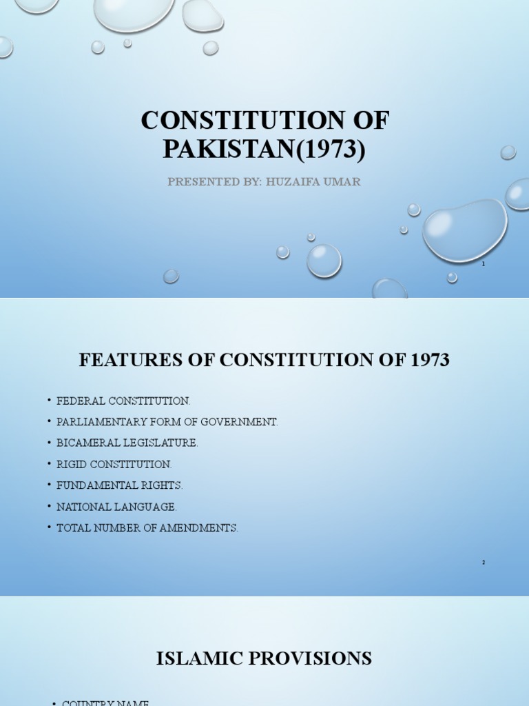 Features of Pakistan's 1973 Constitution | PDF