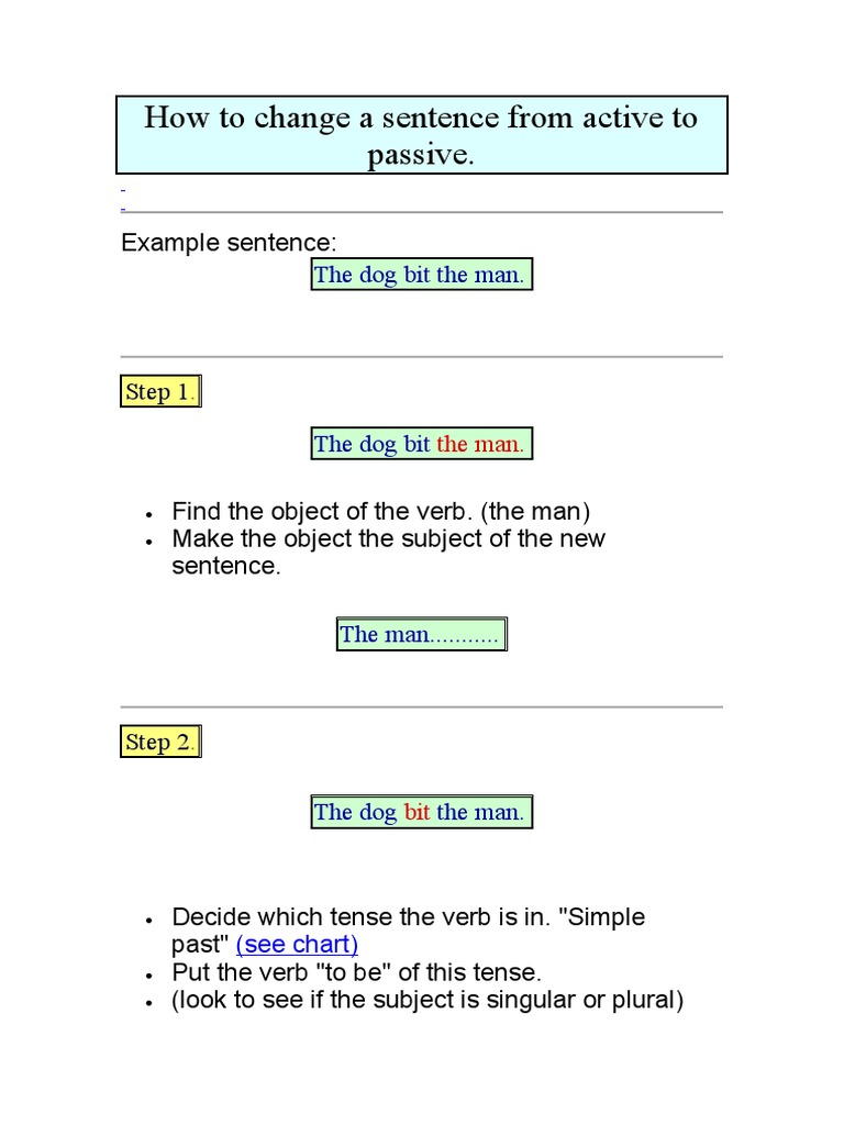 How To Change A Sentence From Active To Passive | PDF | Language Arts ...