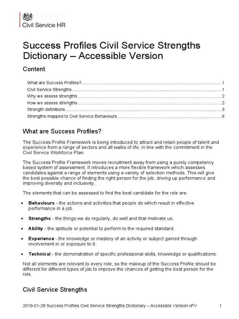 Success Profiles Civil Service Strengths Dictionary - Accessible ...