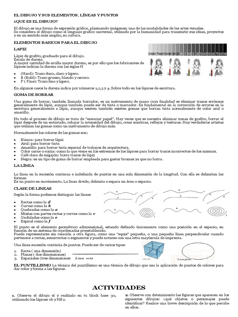 Elementos Basicos Del Dibujo 6° | PDF | Dibujo | Lápiz