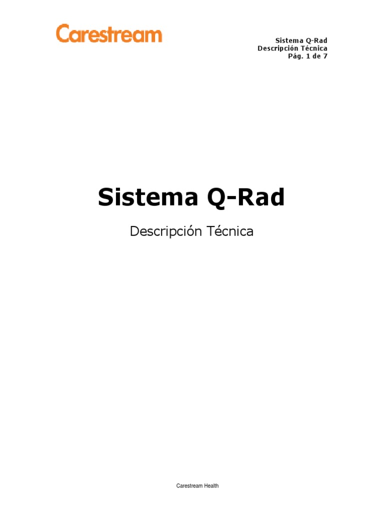 Q-Rad Básico - Descripción Técnica | PDF | Rayo X | Imagenes medicas