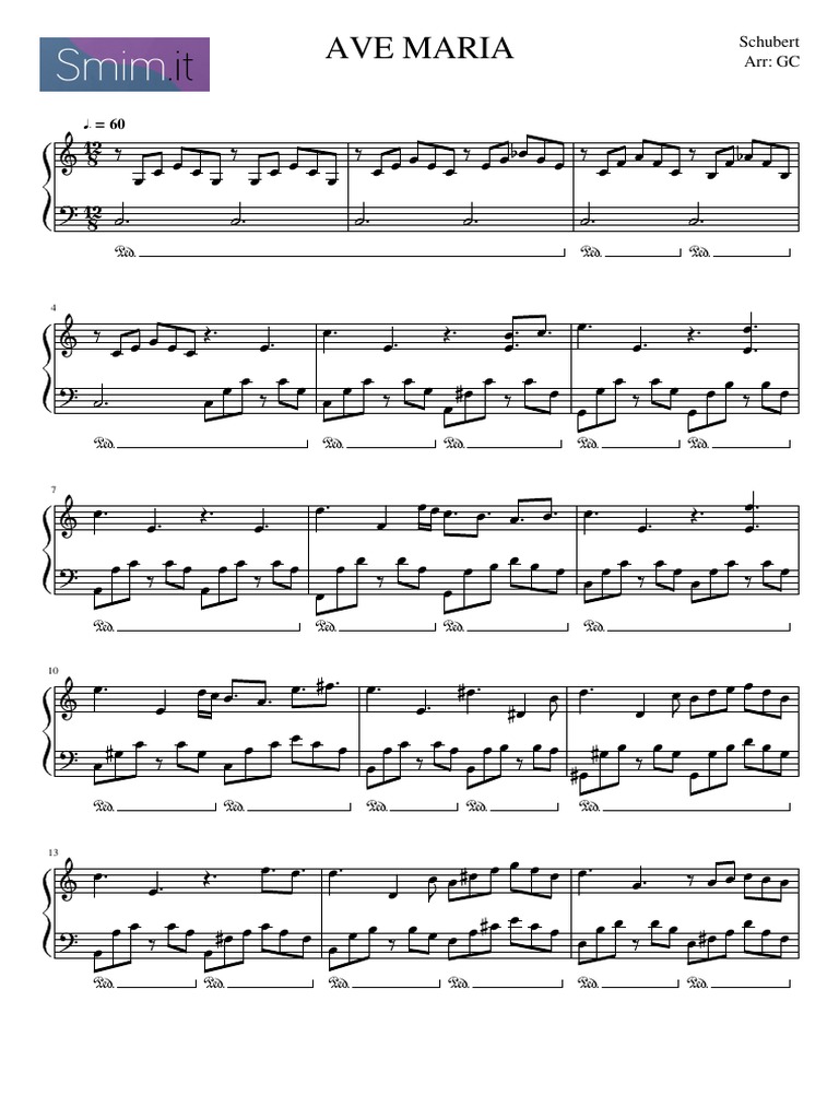 Schubert's Ave Maria Piano Sheet Music | PDF | Franz Schubert | Music