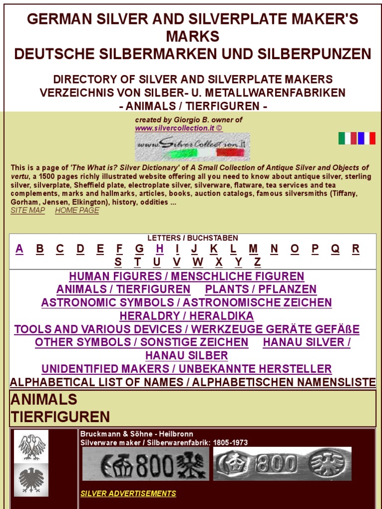 German Silver Maker's Marks - Deutsche Silbermarken Und Silberpunzen ...