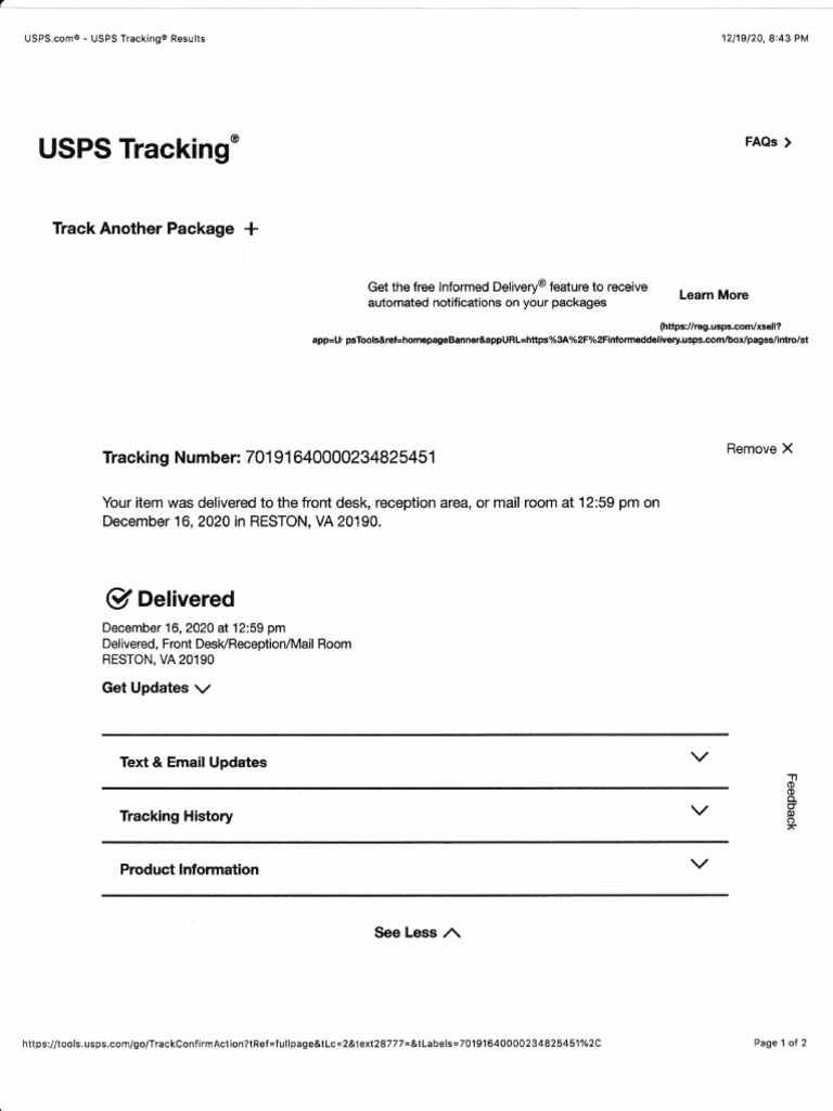 Proof of Delivery | PDF | United States Postal Service | Postal System