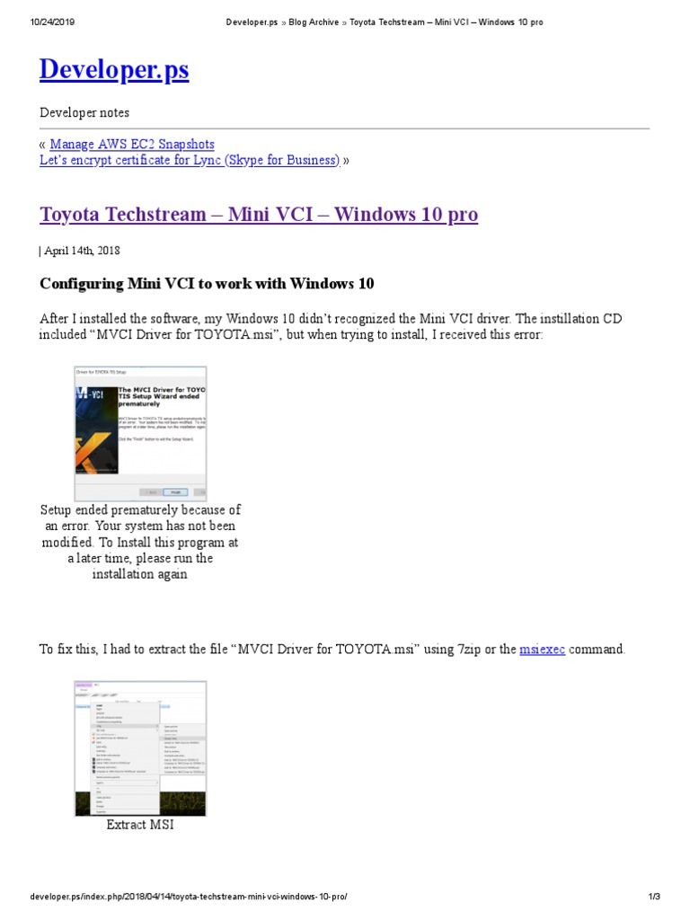 Toyota Techstream Setup Guide | PDF | Windows 10 | Computing Platforms