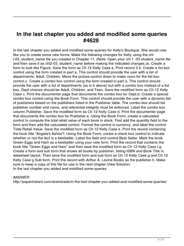 In The Last Chapter You Added and Modified Some Queries | PDF