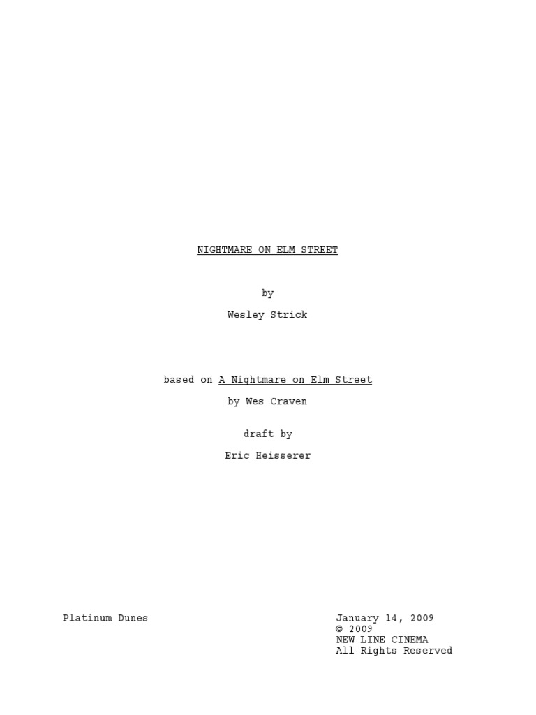 Nightmare On Elm Street 2010 Script | PDF | Nature