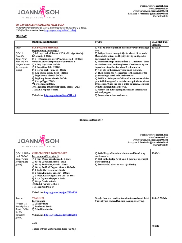 28 Day Healthy Ramadan Meal Plan 1 | PDF | Smoothie | Salad