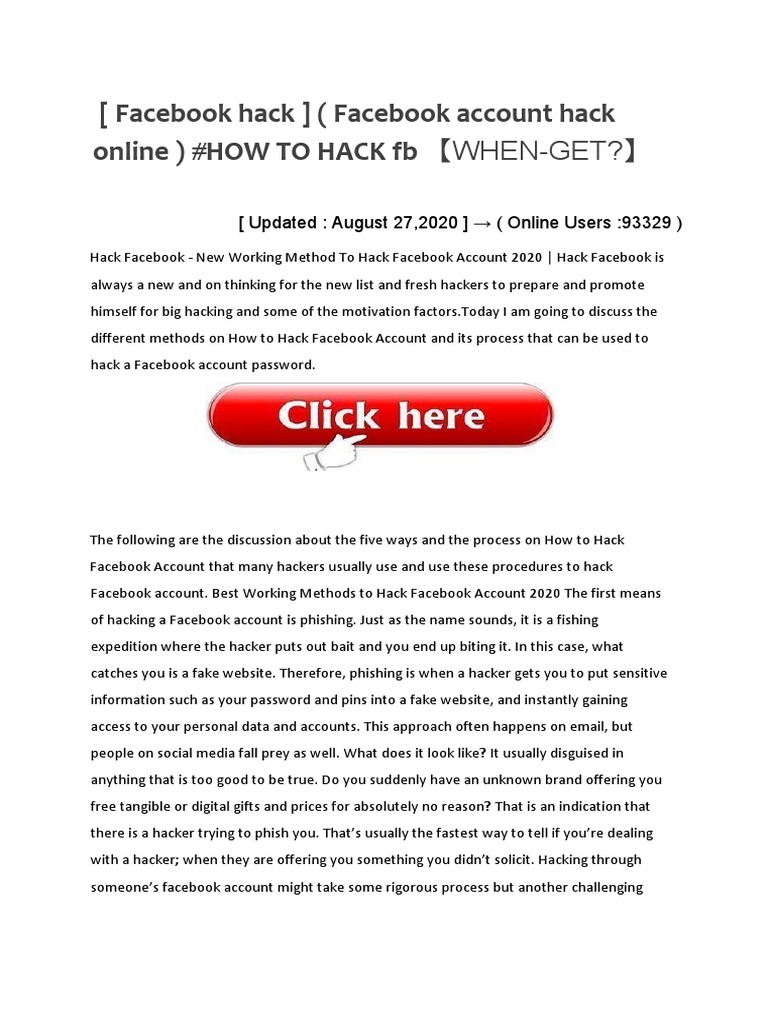 Facebook Hack Methods 2020 Guide | PDF | Phishing | Facebook