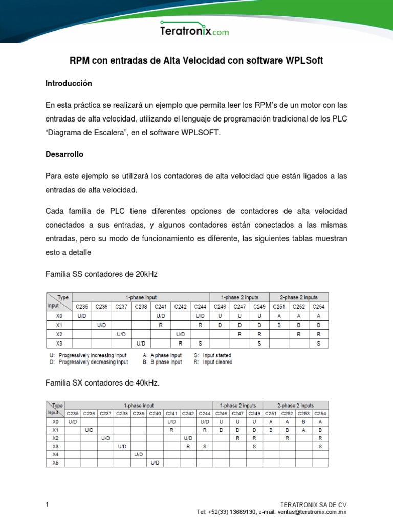 RPM Con Entradas de Alta Velocidad Con Software WPLSoft | PDF | Edad de ...