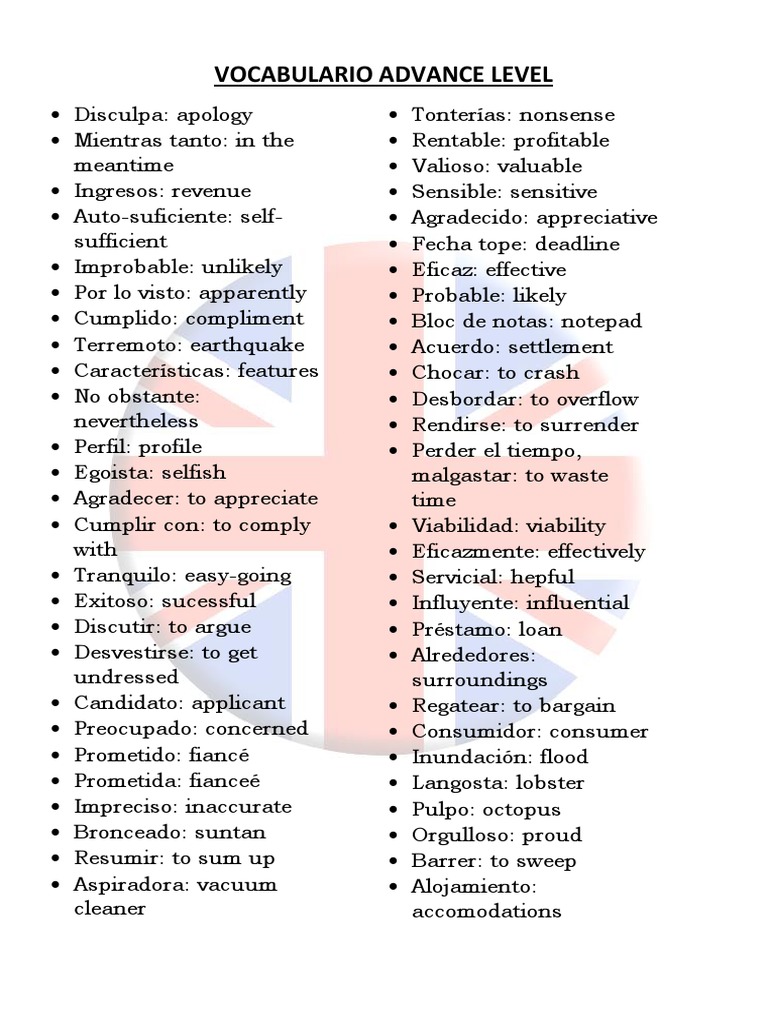 Vocabulary Advance Level | PDF