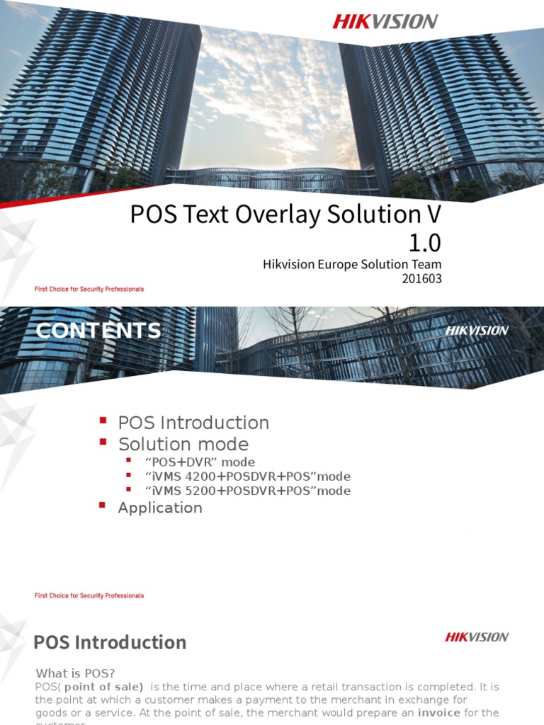 POS Text Overlay Solution V 1.0: Hikvision Europe Solution Team 201603 ...
