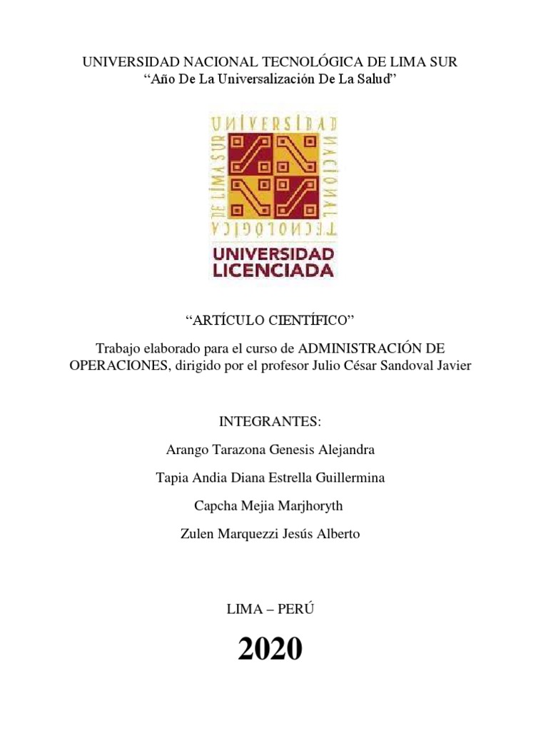 Paper Adm. de Operaciones | PDF | Lean Manufacturing | Economias