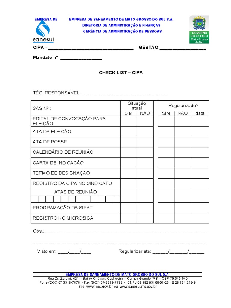 Check List Cipa | PDF