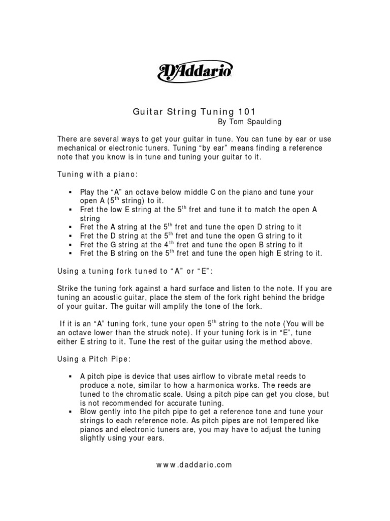 Guitar String Tuning 101 | PDF | String Instruments | Guitars