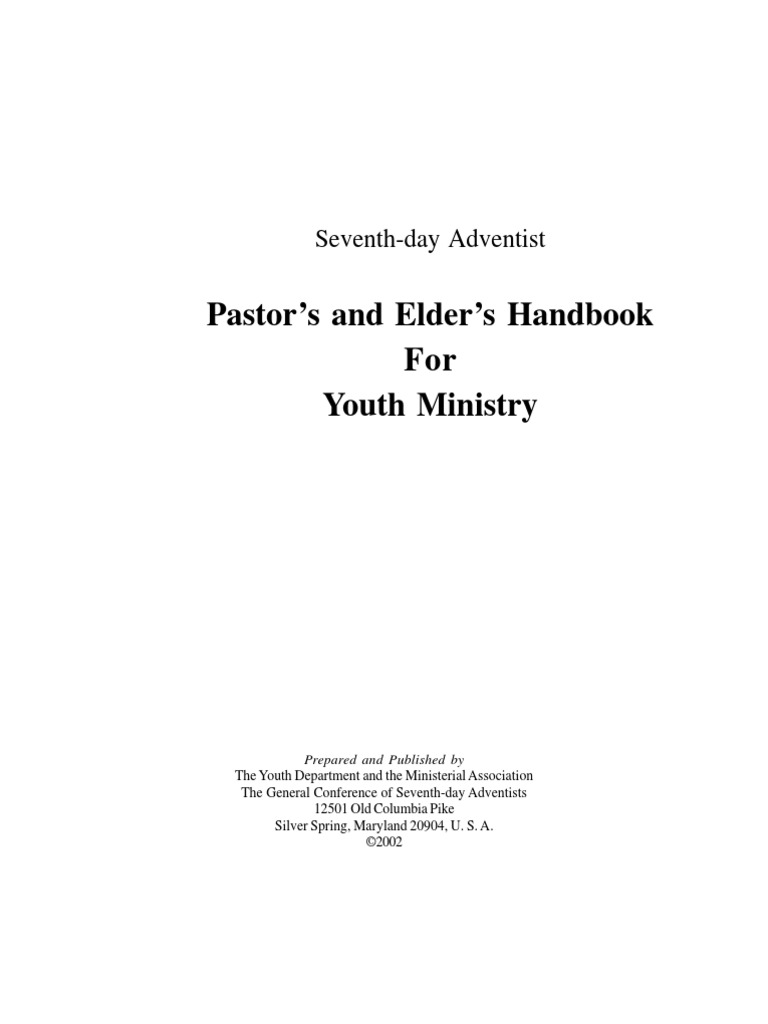 SDA Pastors & Elders Handbook For Youth Ministry | Seventh Day ...