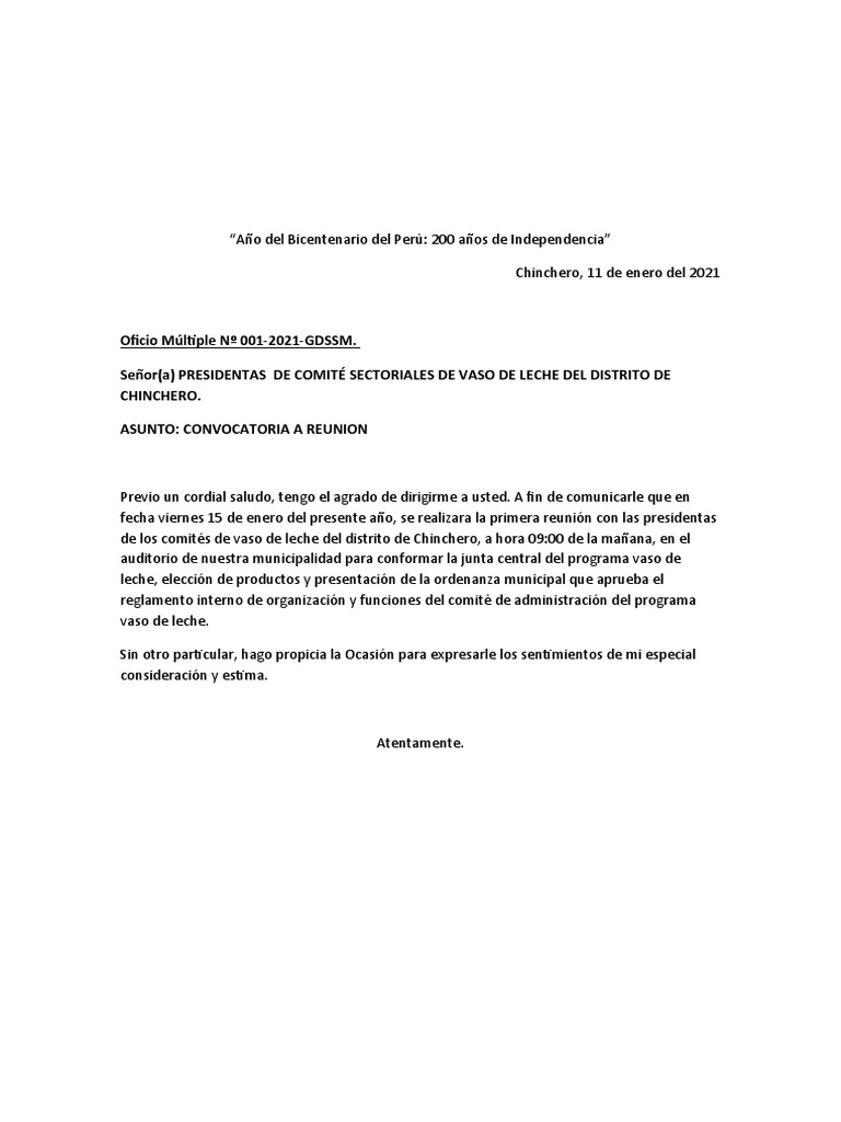 Oficio Multiple 01-2021 | PDF